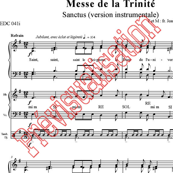 Messe de la Trinité Sanctus [ Fr Jean-Baptiste du Jonchay Réf: P005058 Produit original ...