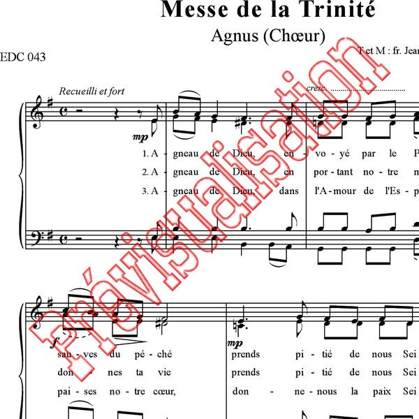 Messe de la Trinité Agnus [ Fr Jean-Baptiste du Jonchay Réf: P005060 Produit original: Editions ...